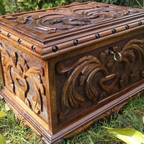 Personalized Large Wood Box Locking Carved Box With Key - Etsy Personalized Large Wood Box Locking Carved Box With Key - Etsy