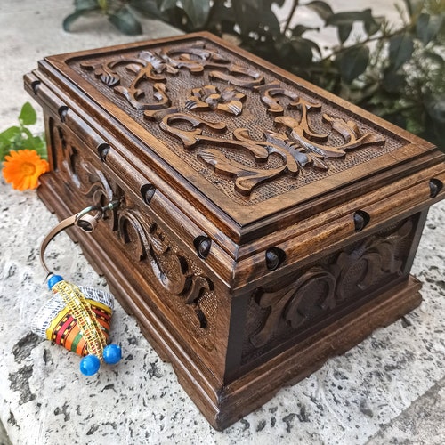 Personalized Wooden Lock Box With Key Vintage Jewlery Box | Etsy