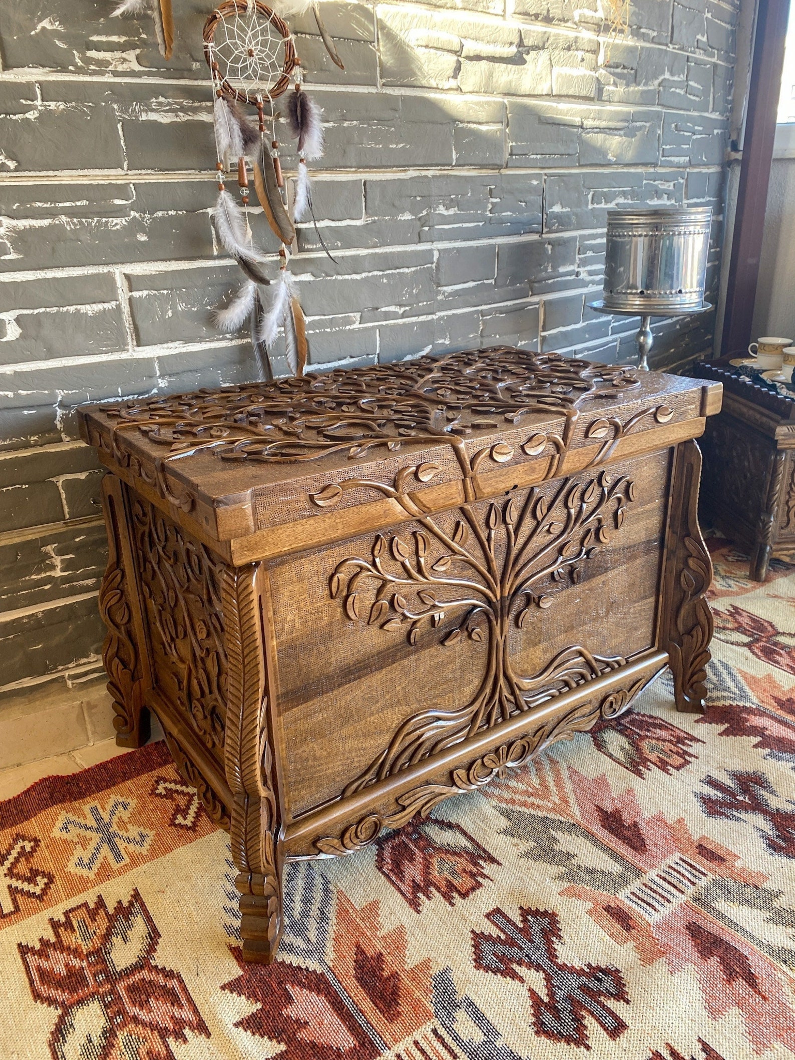 Tree of Life Wooden Chest Trunk Coffee Table Hope Chest - Etsy