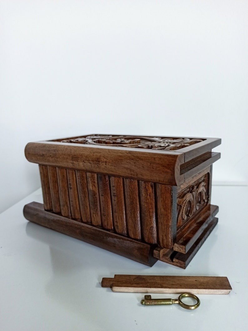 Personalized Puzzle Box Hand Carved Wooden Secret Lock Box - Etsy