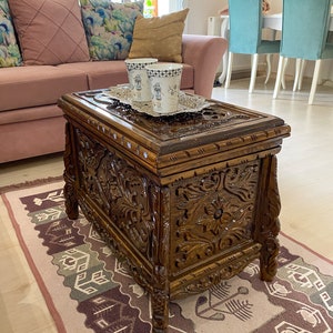 Ottoman Hope Chest, Trunk Coffee Table, Blanket Chest, Handmade Vintage ...