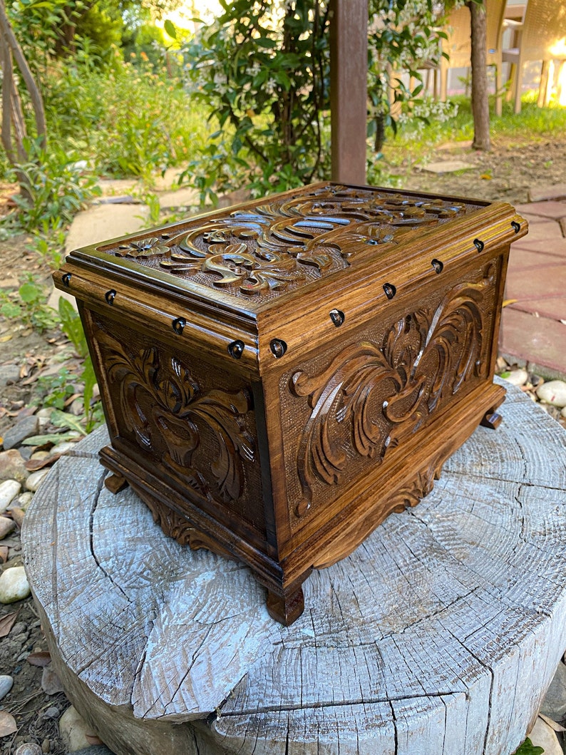 Personalized Large Wood Box Locking Carved Box With Key - Etsy Personalized Large Wood Box Locking Carved Box With Key - Etsy