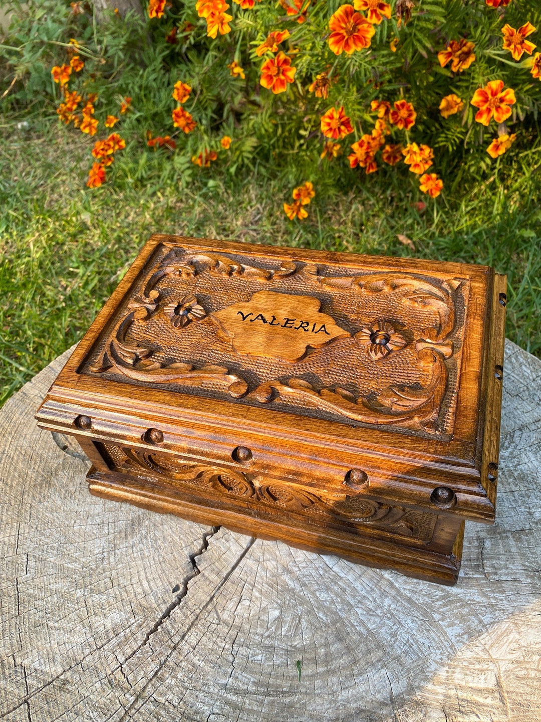 Personalized Large Secret Lock Jewelry Box With Key, Vintage Wood Box ...