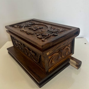 Personalized Puzzle Box , Hand Carved Wooden Secret Lock Box, Vintage ...