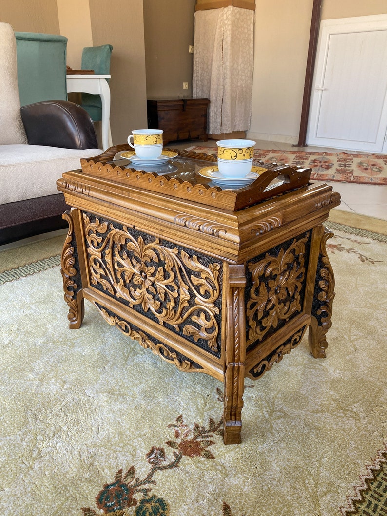 Ottoman Hope Chest Trunk Coffee Table Blanket Trunk Carved - Etsy