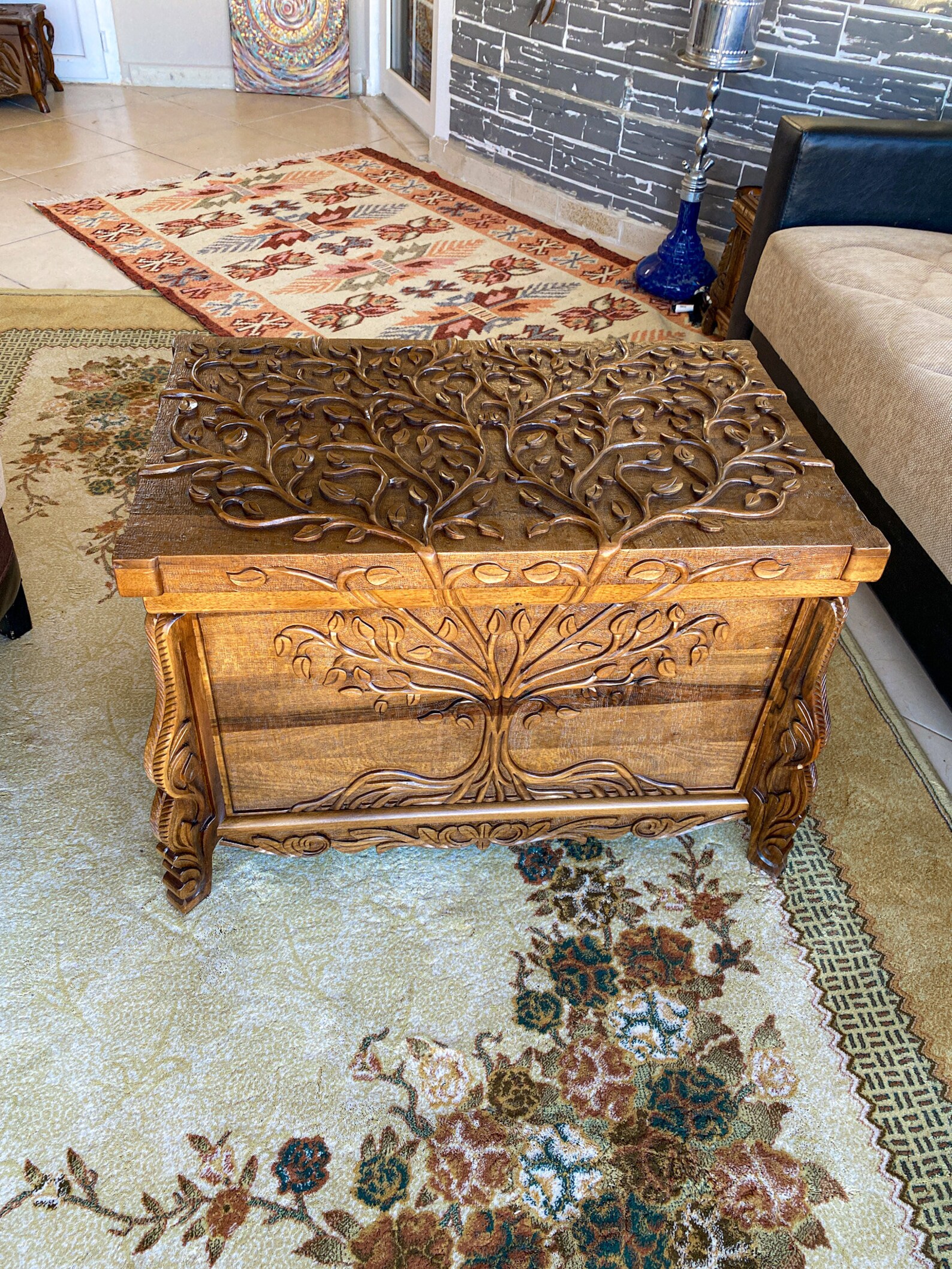 Tree of Life Wooden Chest, Storage Chest, Carved Treasure Chest, Hope ...