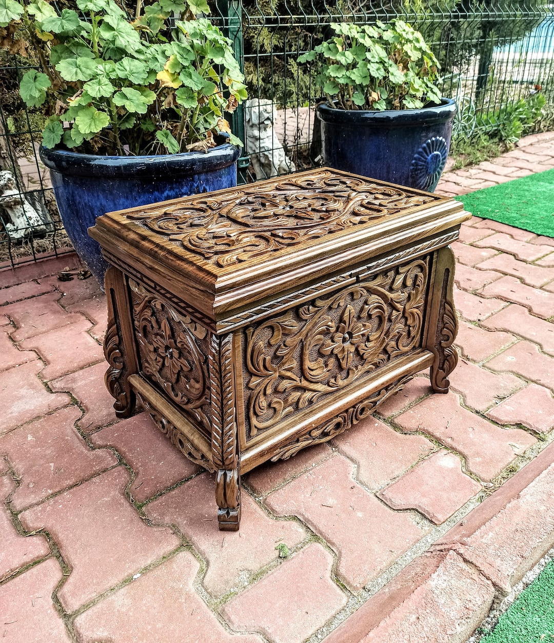 Ottoman Wooden Chest, Storage Chest, Walnut Hope Chest, Treasure Chest ...