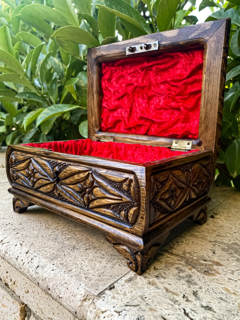 Large Wooden Jewelry Box With Key Treasure Chest With Lock - Etsy