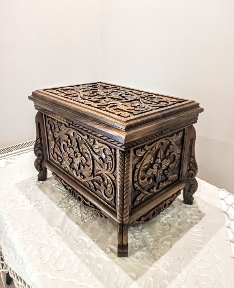 Ottoman Wooden Chest Storage Chest Walnut Hope Chest - Etsy