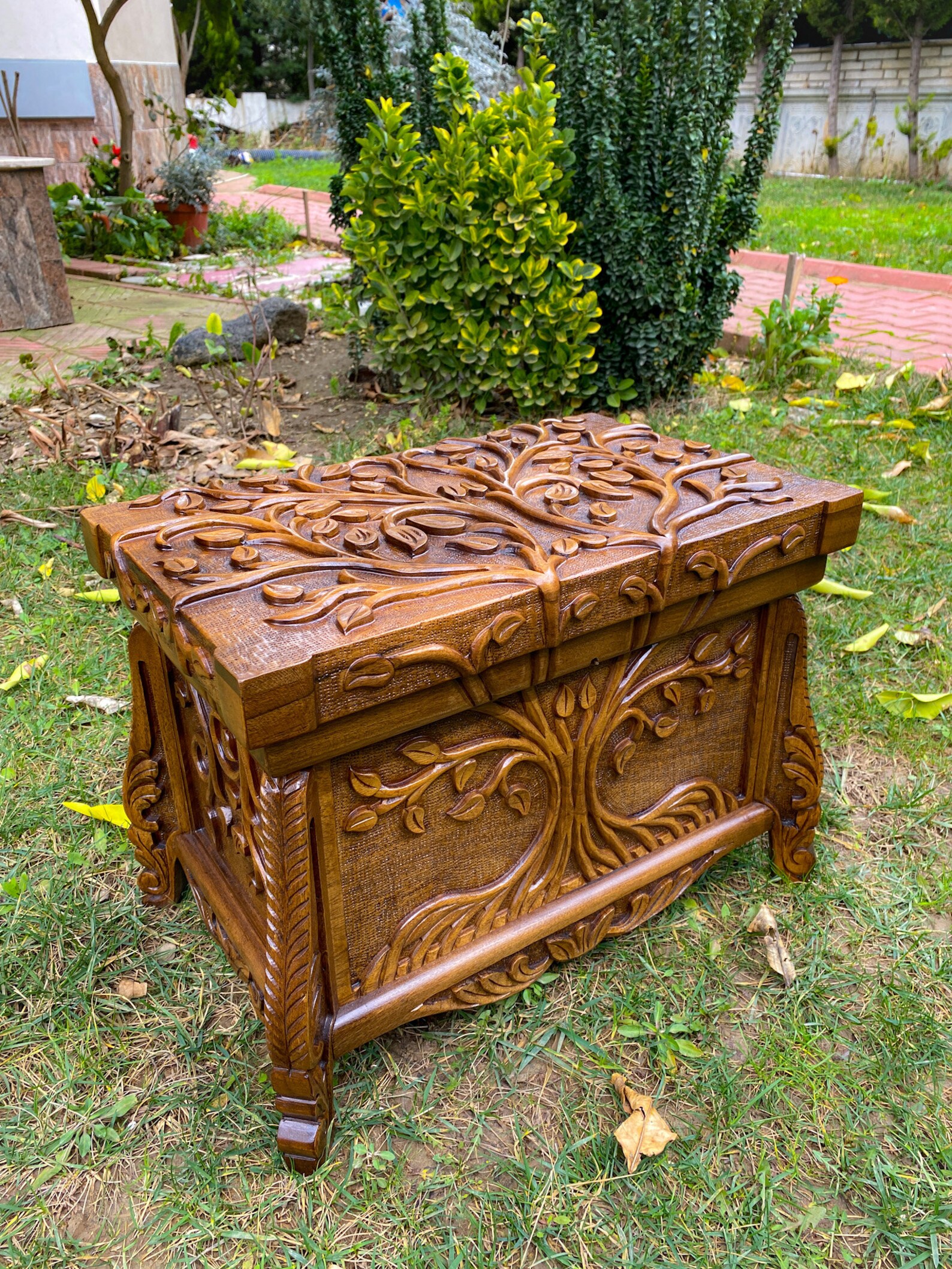 Tree of Life Wooden Chest, Storage Chest, Carved Treasure Chest, Hope ...