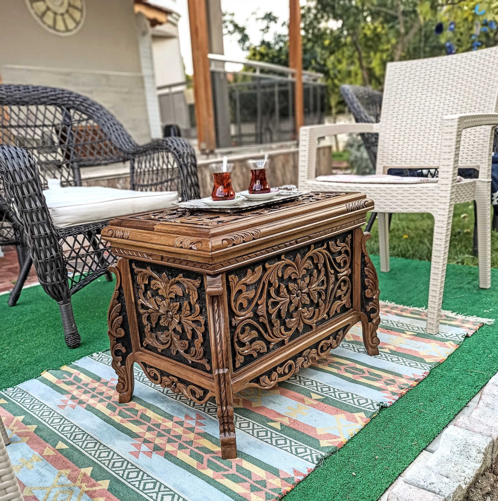 Ottoman Hope Chest Trunk Coffee Table Blanket Trunk Carved - Etsy