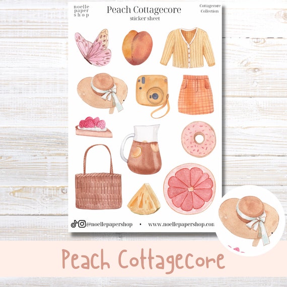 Peach Cottagecore Sticker Sheet Decorative Planner Bujo - Etsy