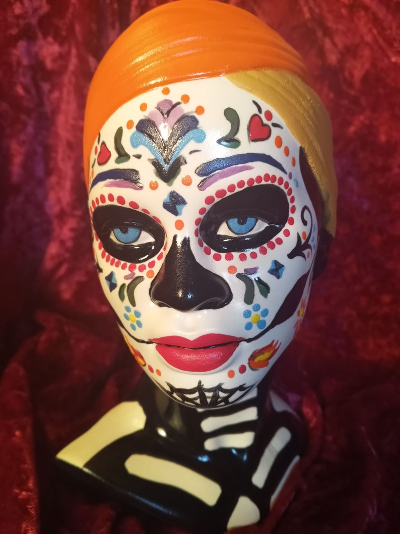 Day of the Dead / Dios De Los Muerte Ceramic Bust - Turban/headwrap ...