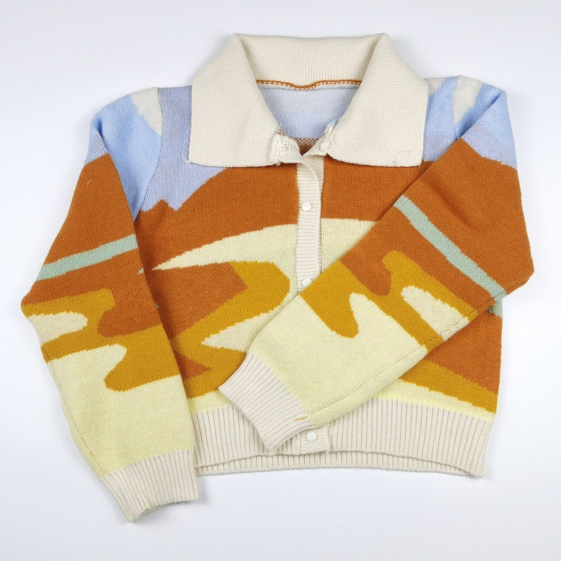 Colorblock Knit Cardigan Sweater | Etsy