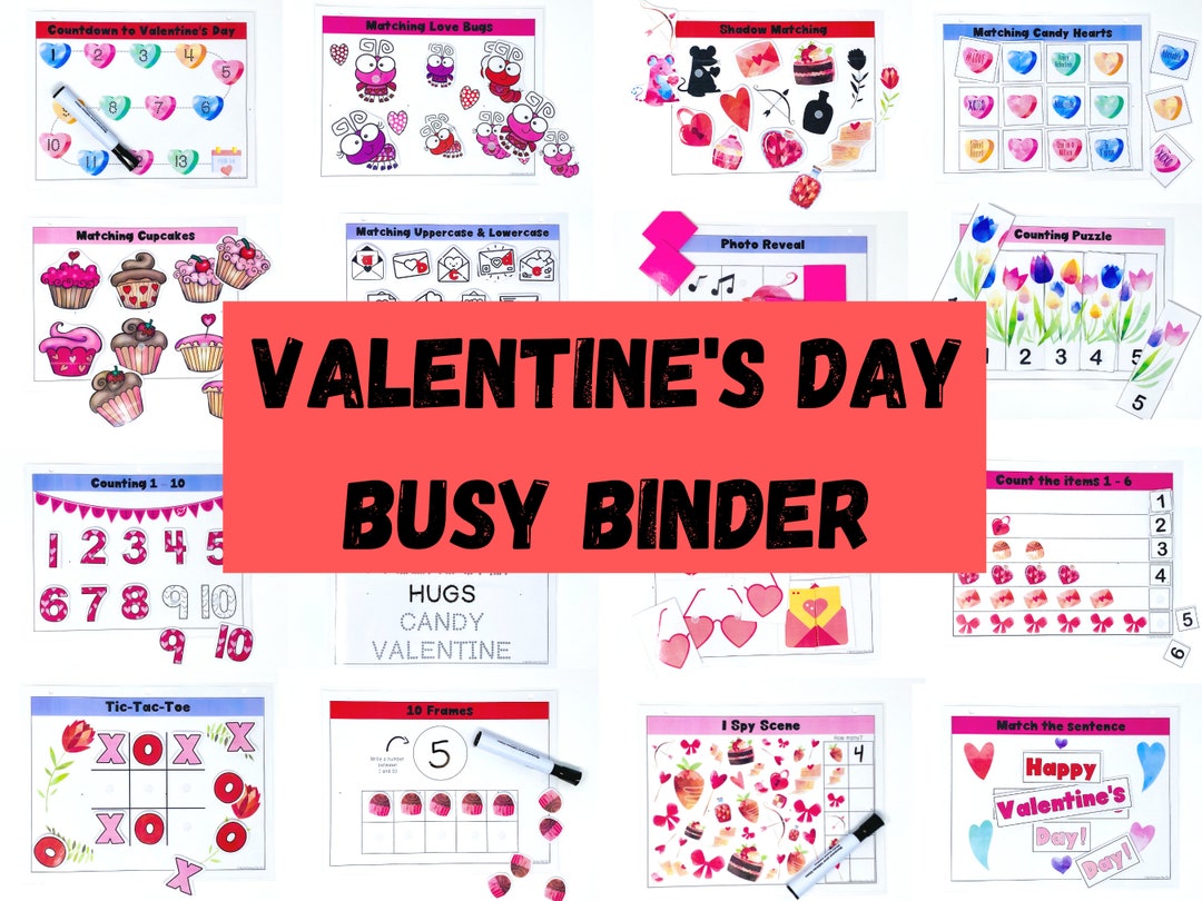 Valentine's Day Busy Book, Learning Binder, Preschool Activities, Early ...