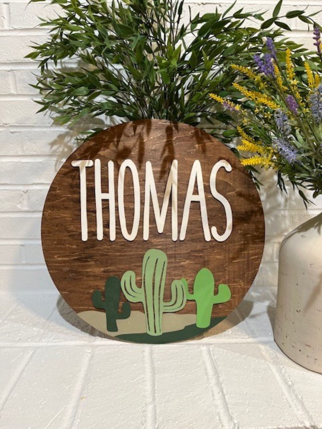 Kid's Cactus Name Sign - Etsy
