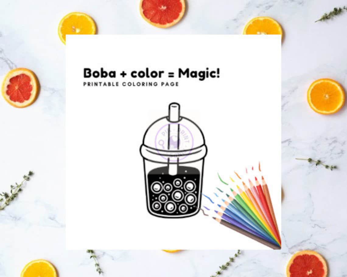 Boba Tea Printable Coloring Sheet (PDF) - Etsy