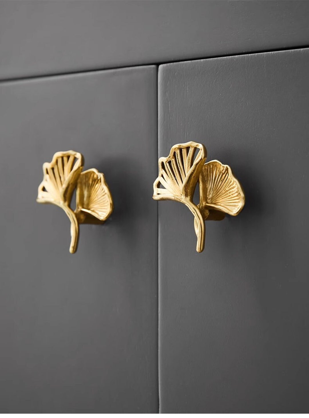 Brass Ginkgo Biloba Knobs,golden Knobs,leaves Pulls,modern Wardrobe Pull,cabinet Knob Pulls ...