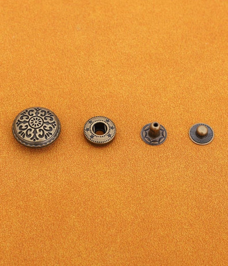 Retro Snap Button Fasteners: Leather Purse Hardware - 10 Sets - Etsy