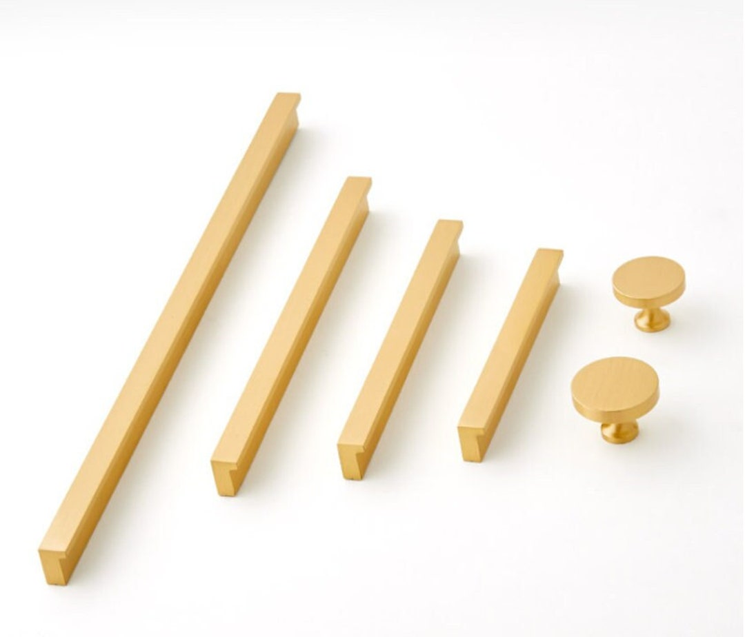 Brass Simple Handles,straight Strip Handle,gold Long Knob Pull,drawer ...