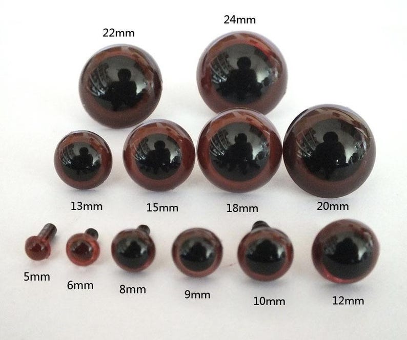 Brown Safety Eyes for Amigurumi Dolls & Stuffed Animals (5-24mm Pairs ...