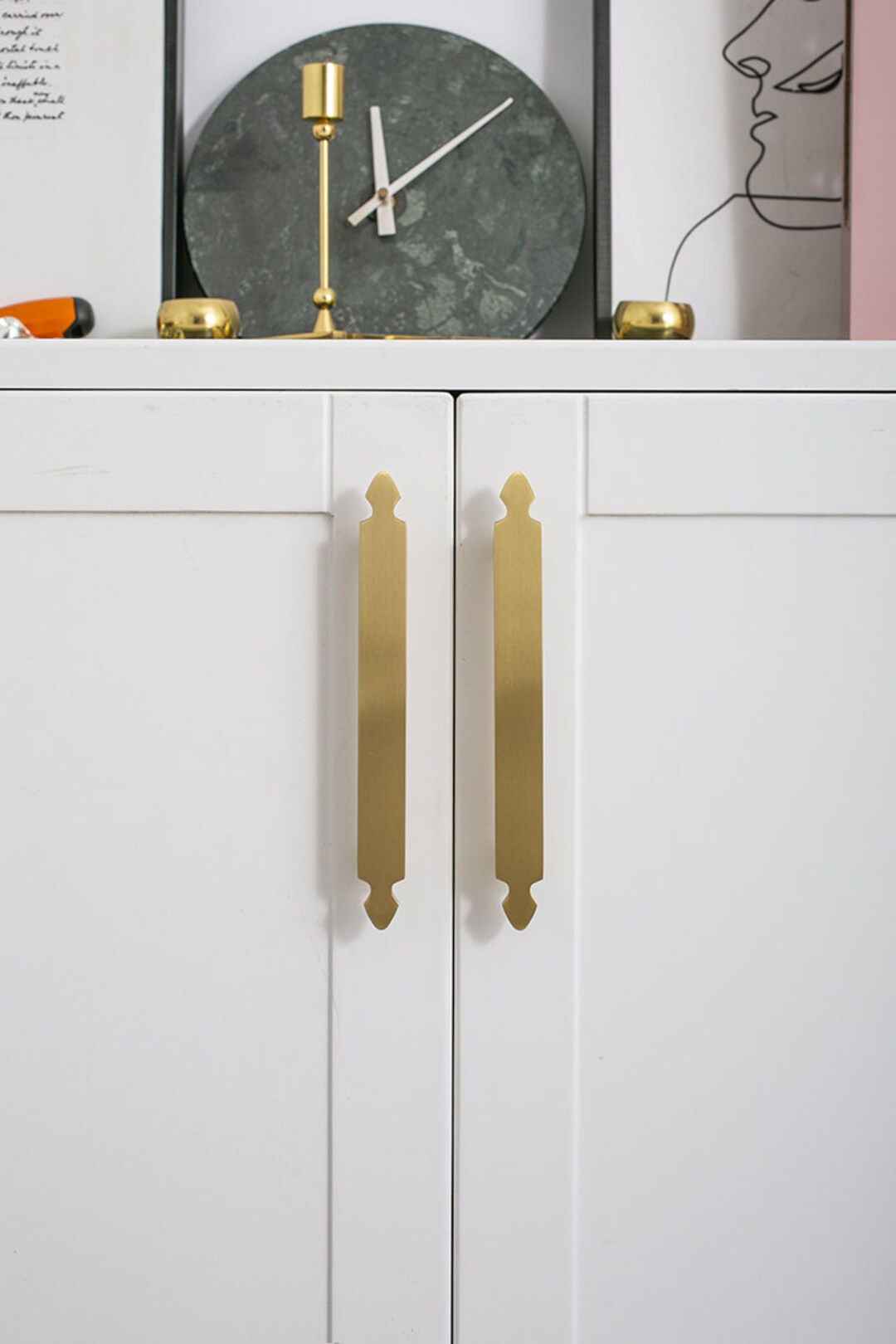 Brass Handle,solid Brass Knob,brushed Gold Cabinet Knob,bedroom Cupboard Hardware,brass Long ...