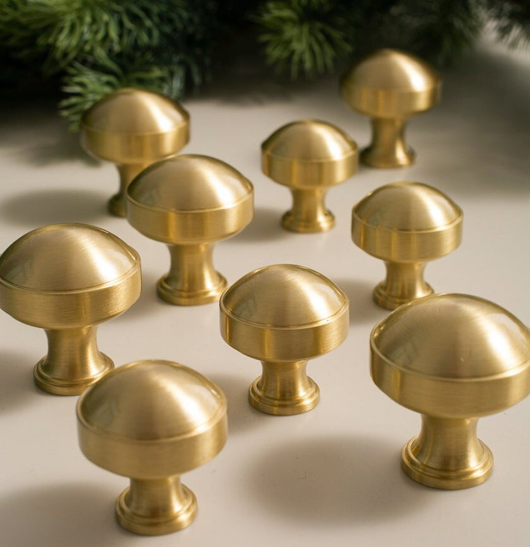Gold Solid Knob,round Brass Knobs,cabinet Knobs Pulls,half Round Knobs, Drawer Knob,dresser Knob ...