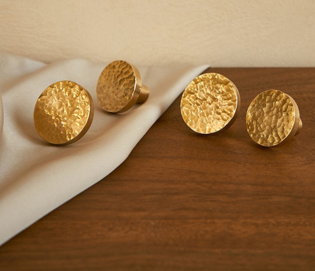 Hammered Brass Knobs,modern Brass Knobs,gold Round Handle,drawer Pulls,cabinet Knob Pull ...