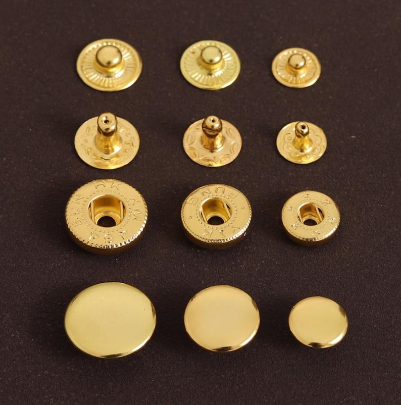 Brass Snap Button Fasteners: Leather Purse Hardware - 10 Sets - Etsy