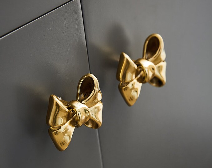 Bowknot Solid Brass Drawer Knob, Unique Dresser Pulls, Furniture ...