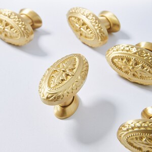 Solid Brass Knobs,brass Pulls,gold Drawer Knob,wardrobe Knob,flower Knob,cabinet Hardware,door ...
