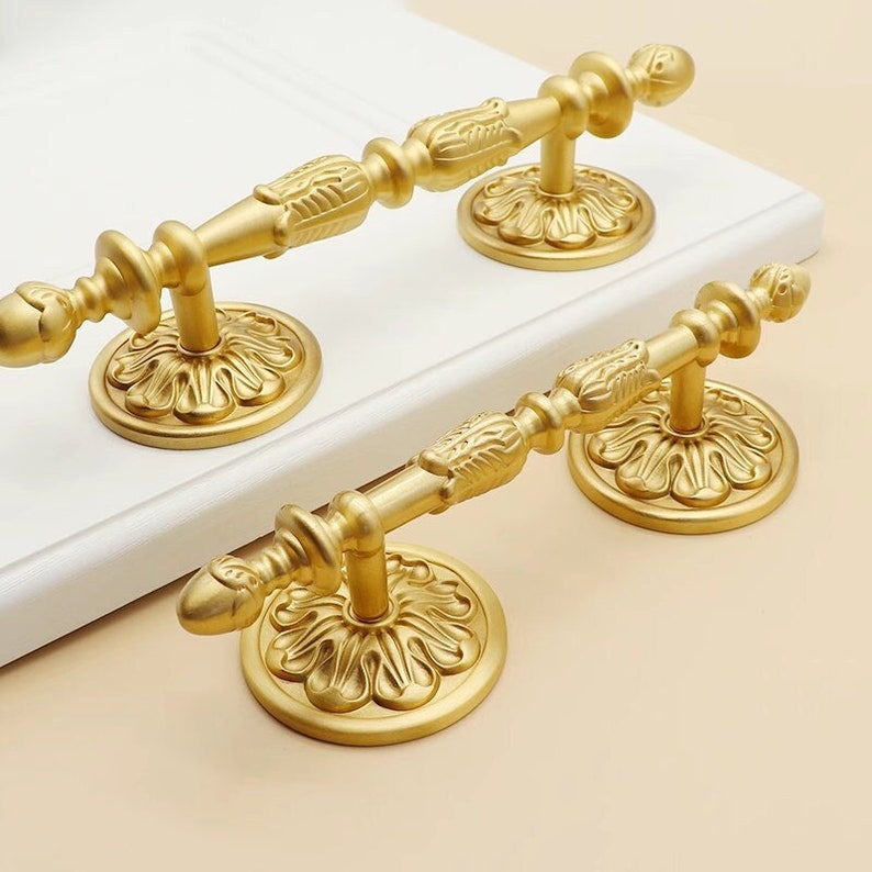 Vintage Solid Brass Handlesamerican Gold Cabinet Handlesnew - Etsy