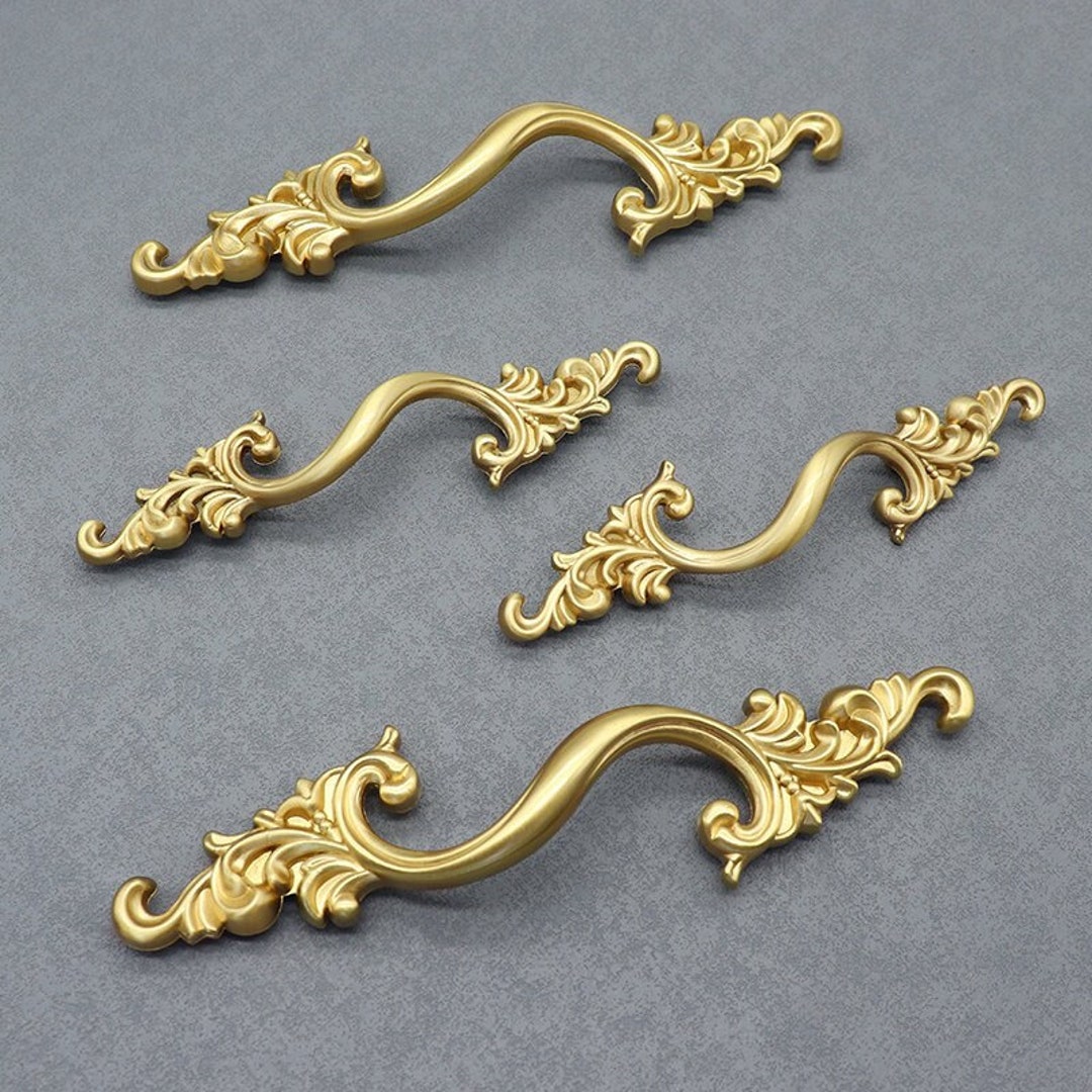 Vintage Brass Handles,solid Handle,french Gold Cabinet Handles,gold ...