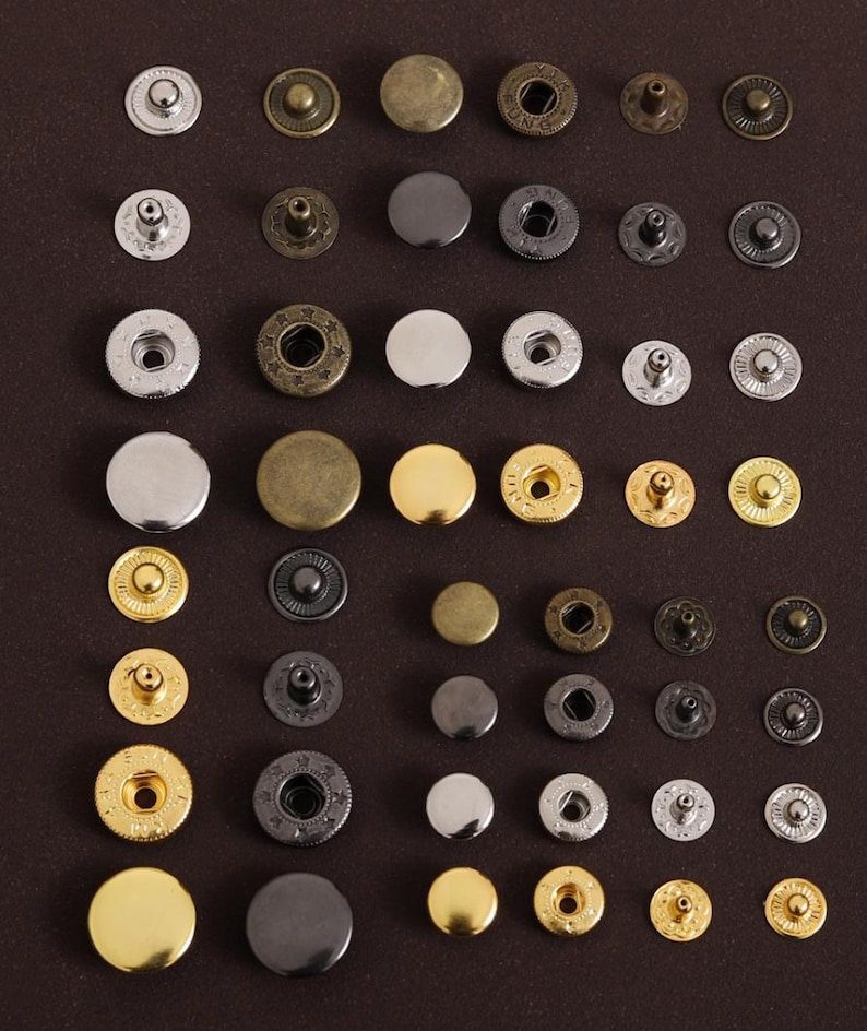 Brass Snap Button Fasteners: Leather Purse Hardware - 10 Sets - Etsy