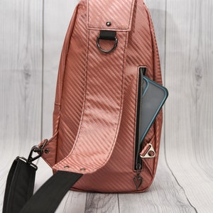 Pink Carbon Fiber Unique Sling Backpack, Kandou Retro Sling - Etsy