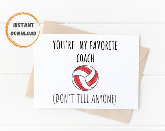 Volleyball Coach Printable Card Thank You Card Digital - Etsy