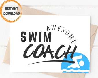 Printable Swim Coach Card - Etsy