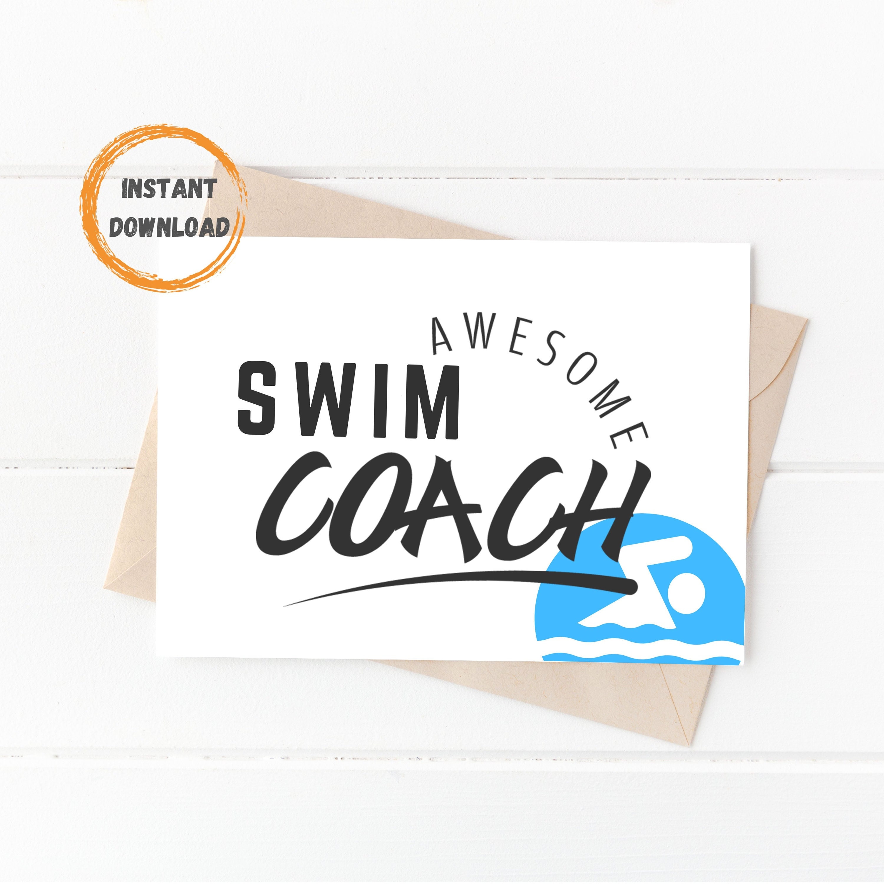 Swim Coach Card, Printable Card, Swimming Coach Gift, Thank You, End of ...