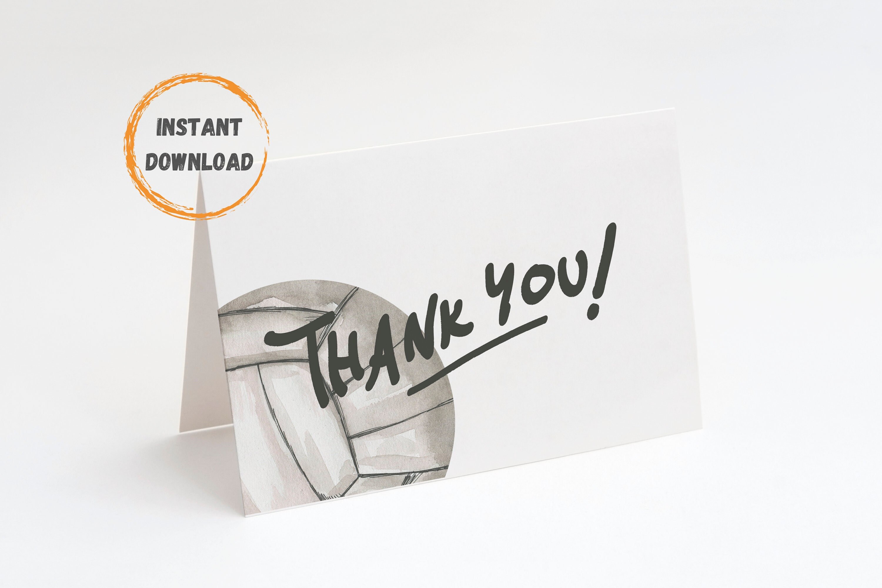 Volleyball Note Card, Printable Card, Thank You, Digital Download ...