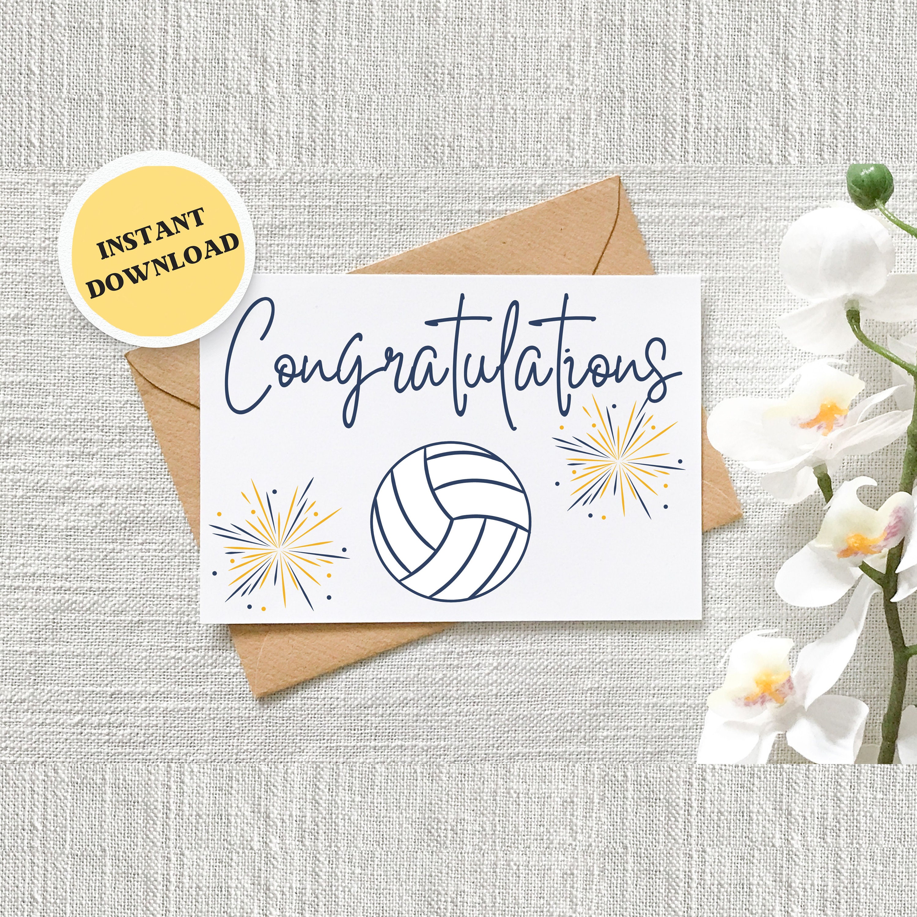 Congratulations Volleyball Card Printable Card (Download Now) - Etsy
