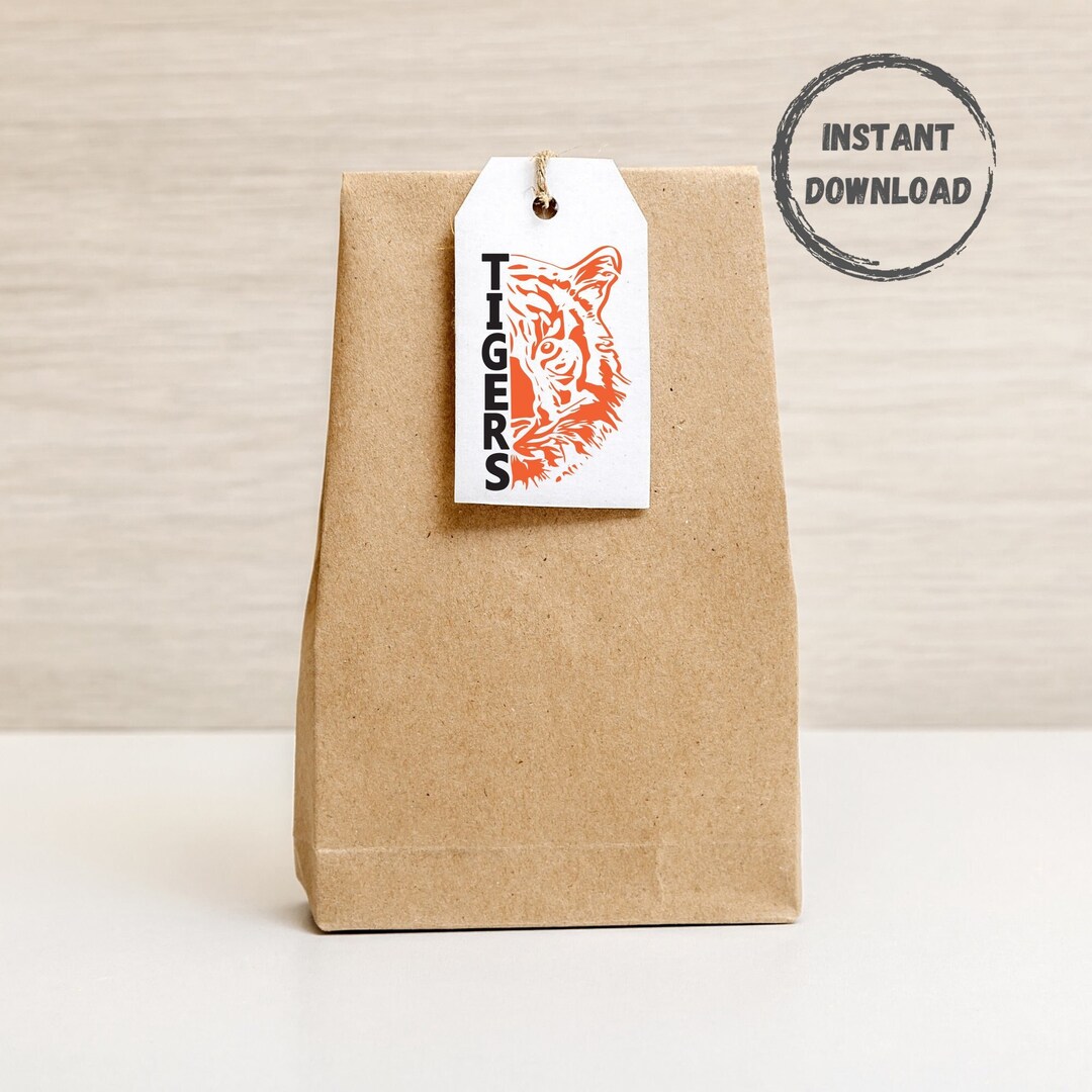 Tigers Printable Tag, Goodie Bag Tag, Team Snack Bag Tag, Game Day ...