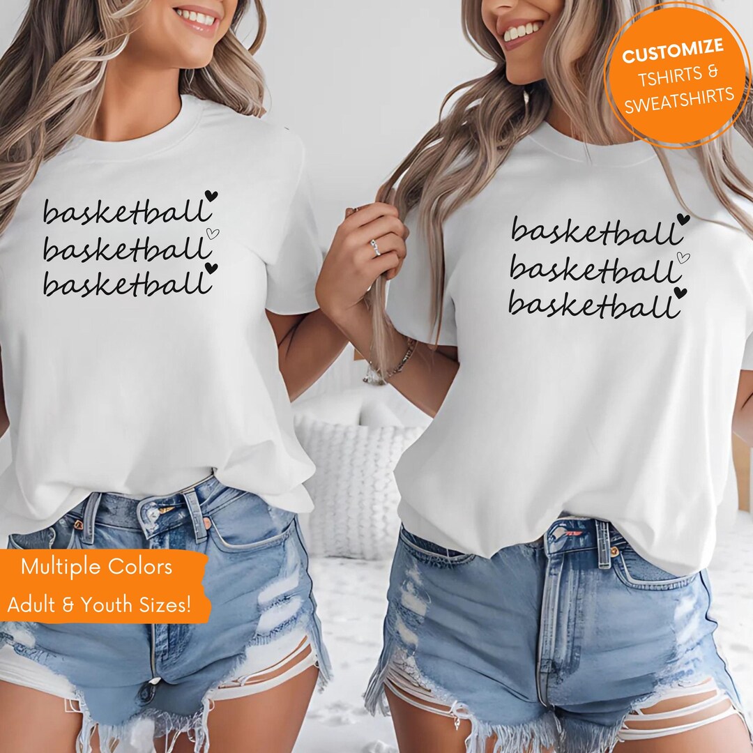 Matching Basketball Shirts, Cute Basketball Tee for Women & Girls, Game ...