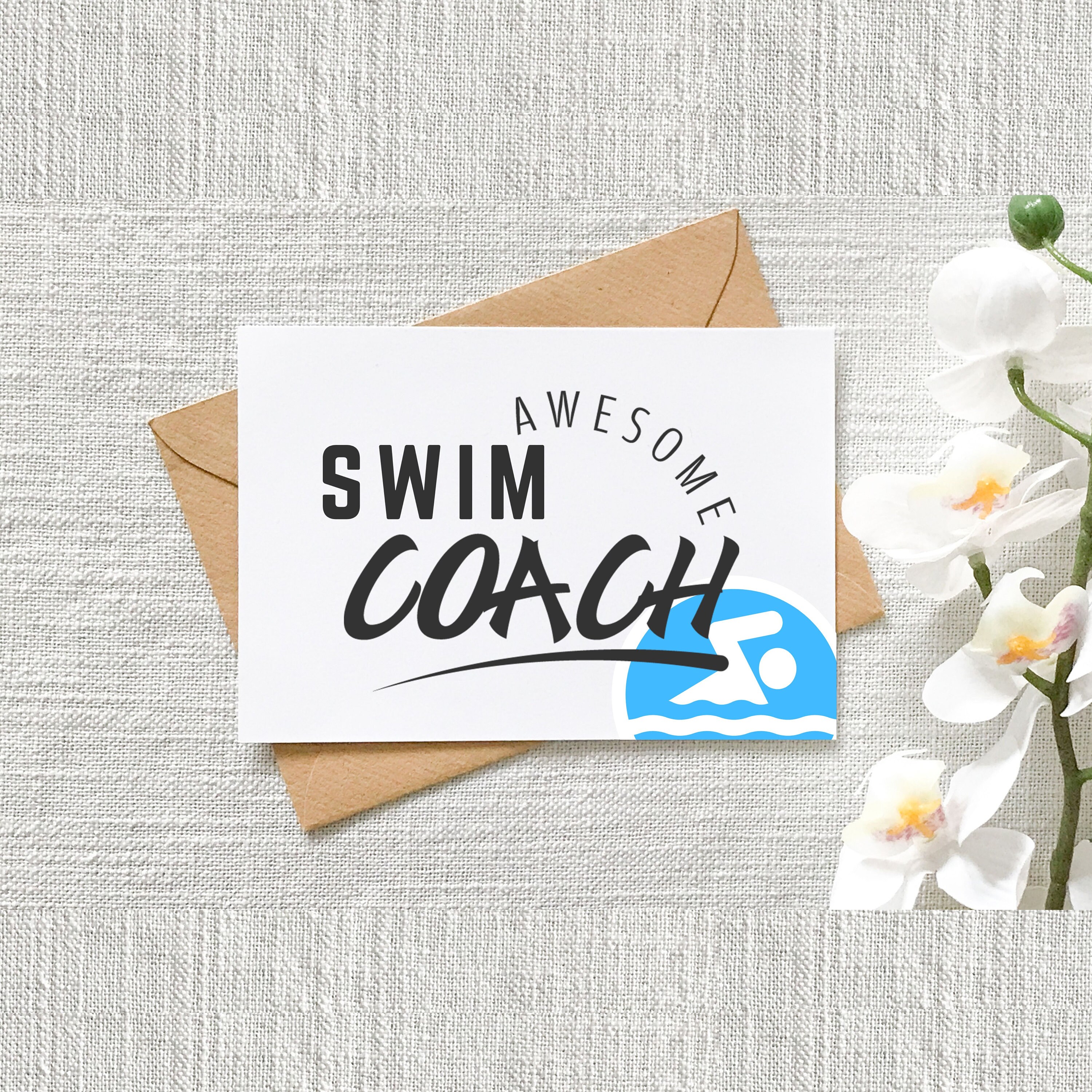 Swim Coach Card, Printable Card, Swimming Coach Gift, Thank You, End of ...