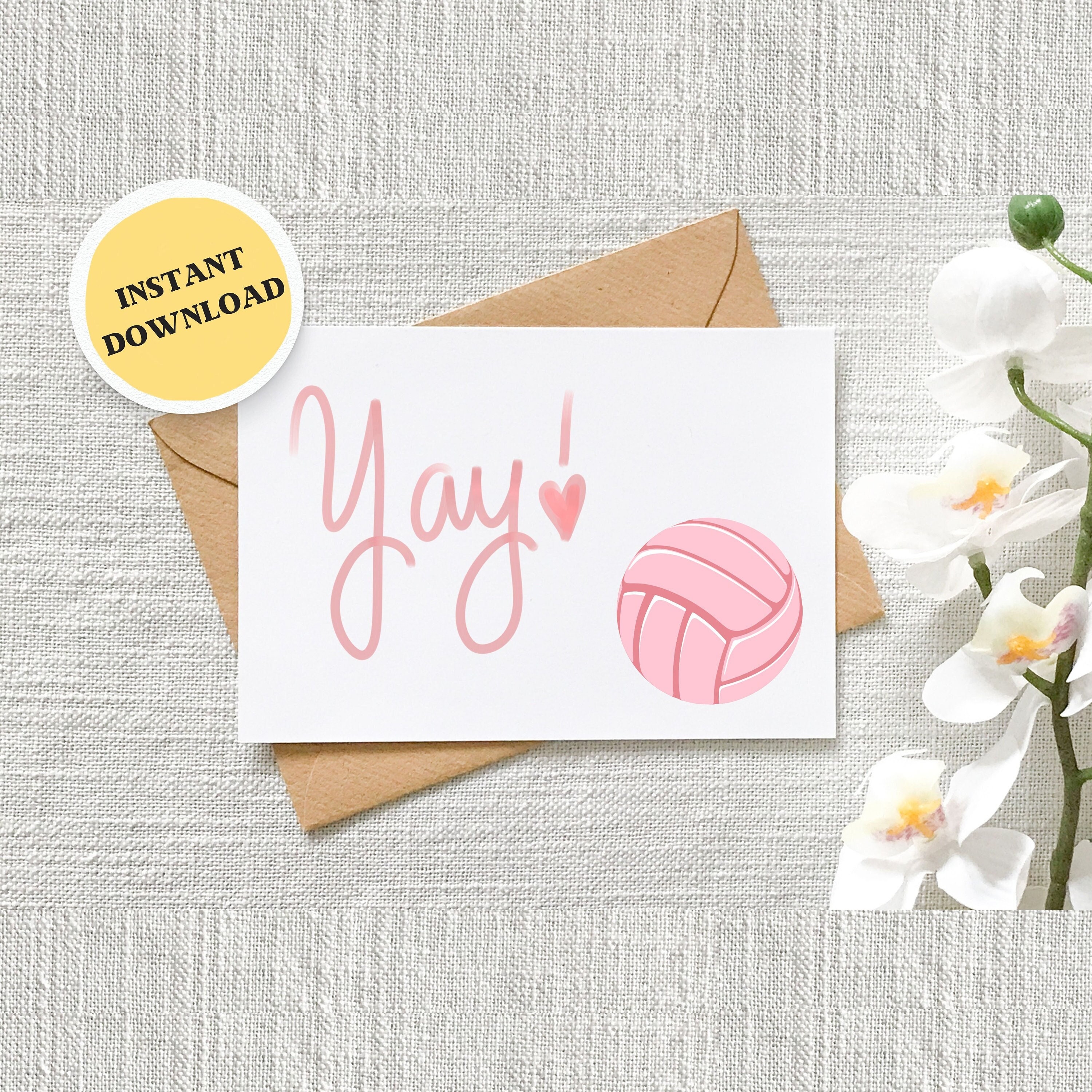Volleyball Card, Yay Volleyball, Printable Card, Digital Download, 5x7 ...