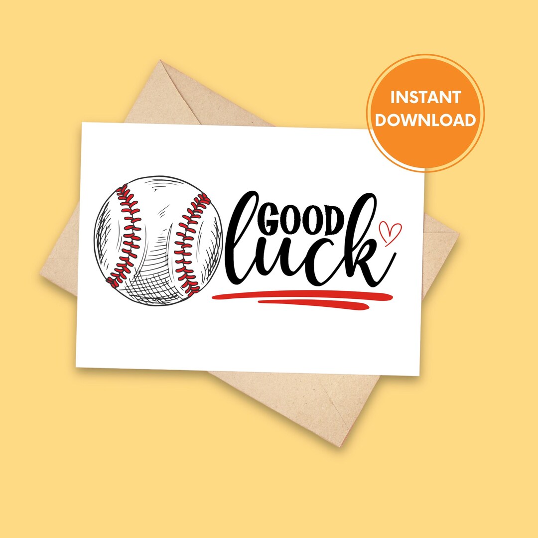Baseball Good Luck Card, Printable Baseball Card, Team Gift, Sports ...