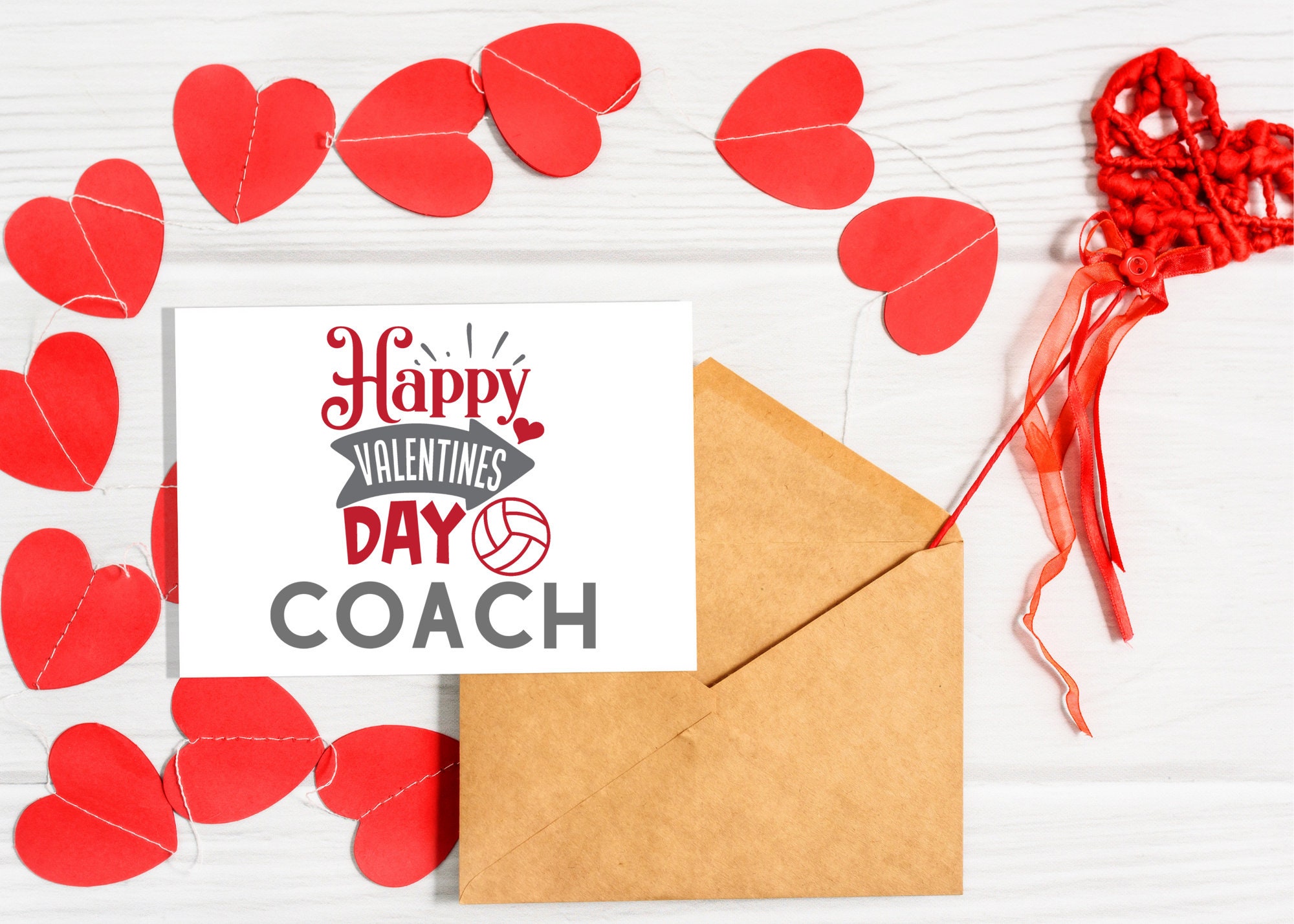 Volleyball Valentine Card, Printable Volleyball Coach Card, Digital ...