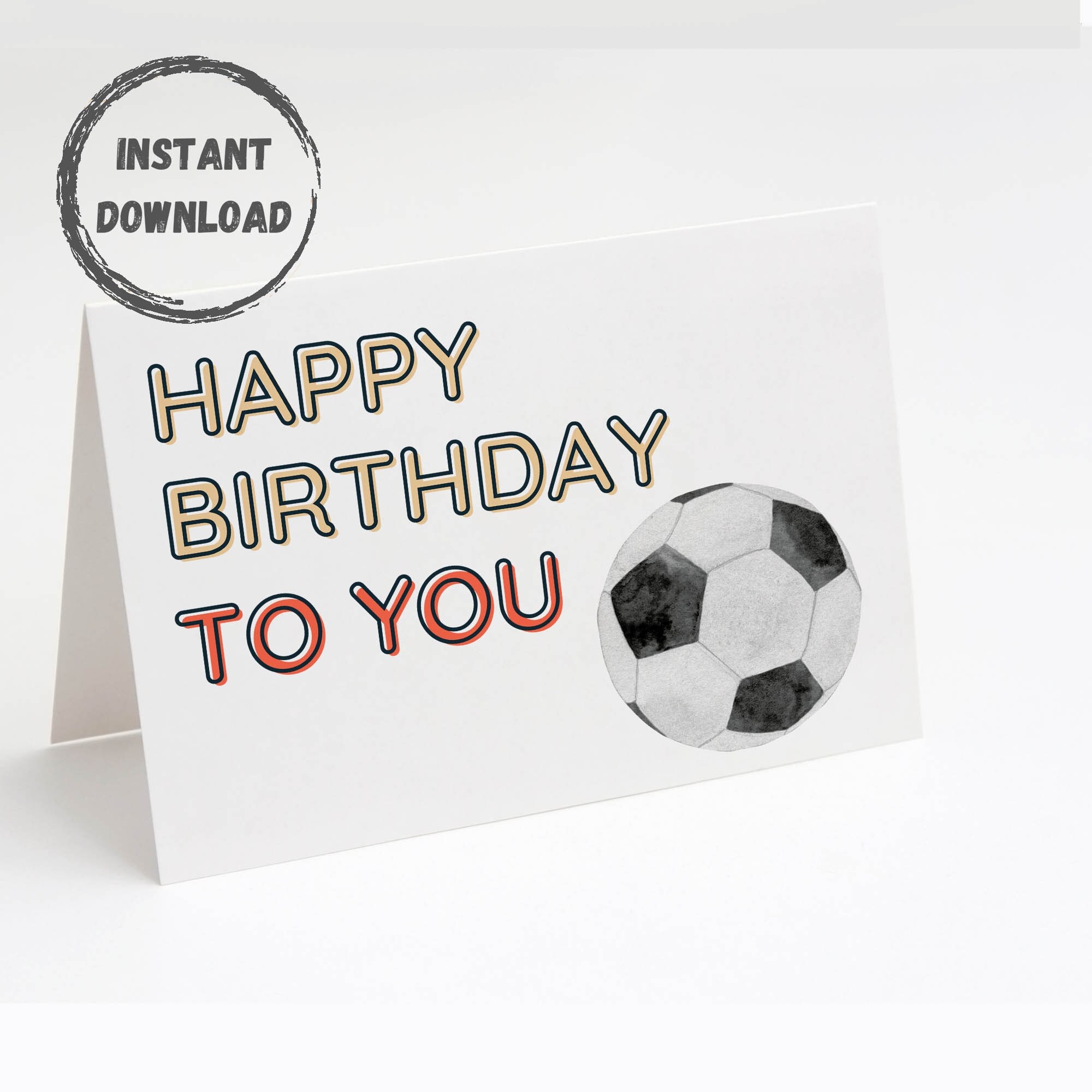 Soccer Birthday Card Printable Card Digital Download 5x7 - Etsy