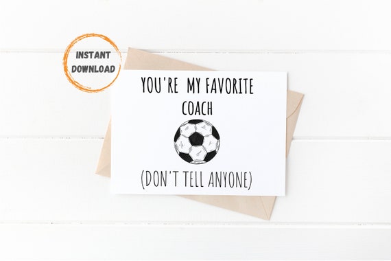 Soccer Coach Card Printable Card Digital Download Funny - Etsy