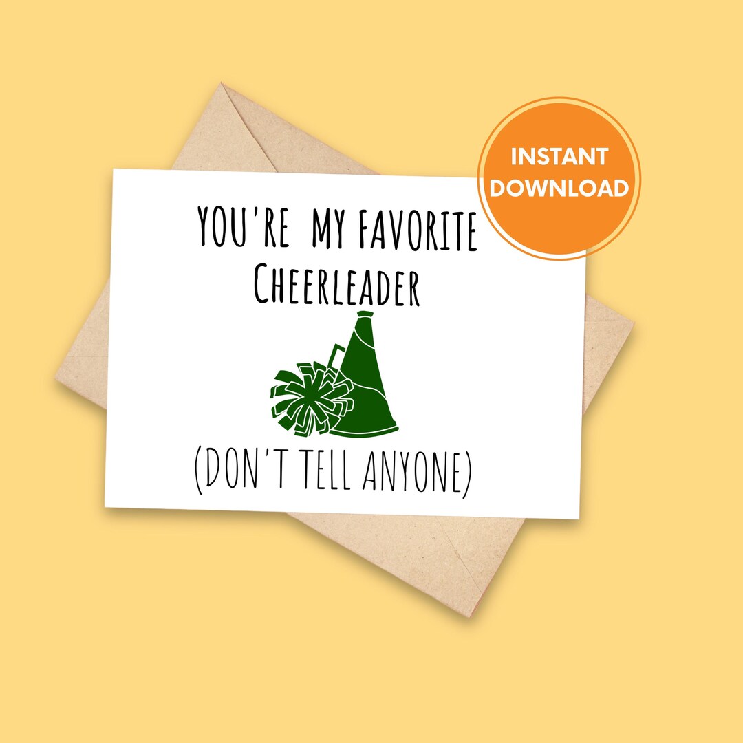 Cheer Card, Instant Download Printable Card, Cheerleader Blank Thank ...