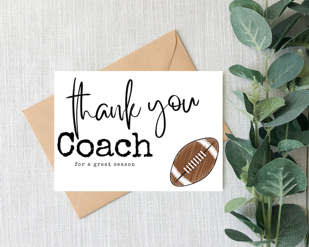 Football Thank You Coach, Printable Card for Coach, Digital Download ...